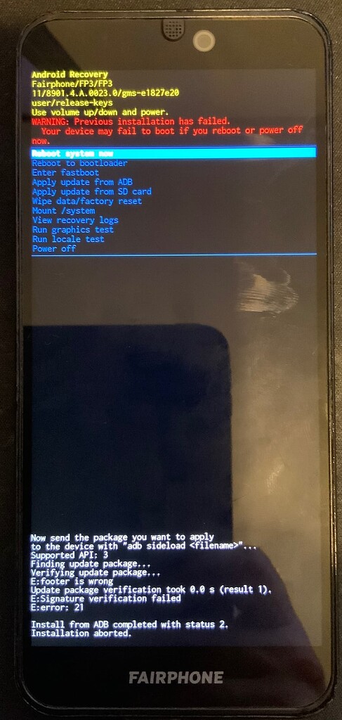 Manual Update to Fairphone OS version 0025.0 failing on FP3+ - Fairphone 3 - Fairphone Community ...